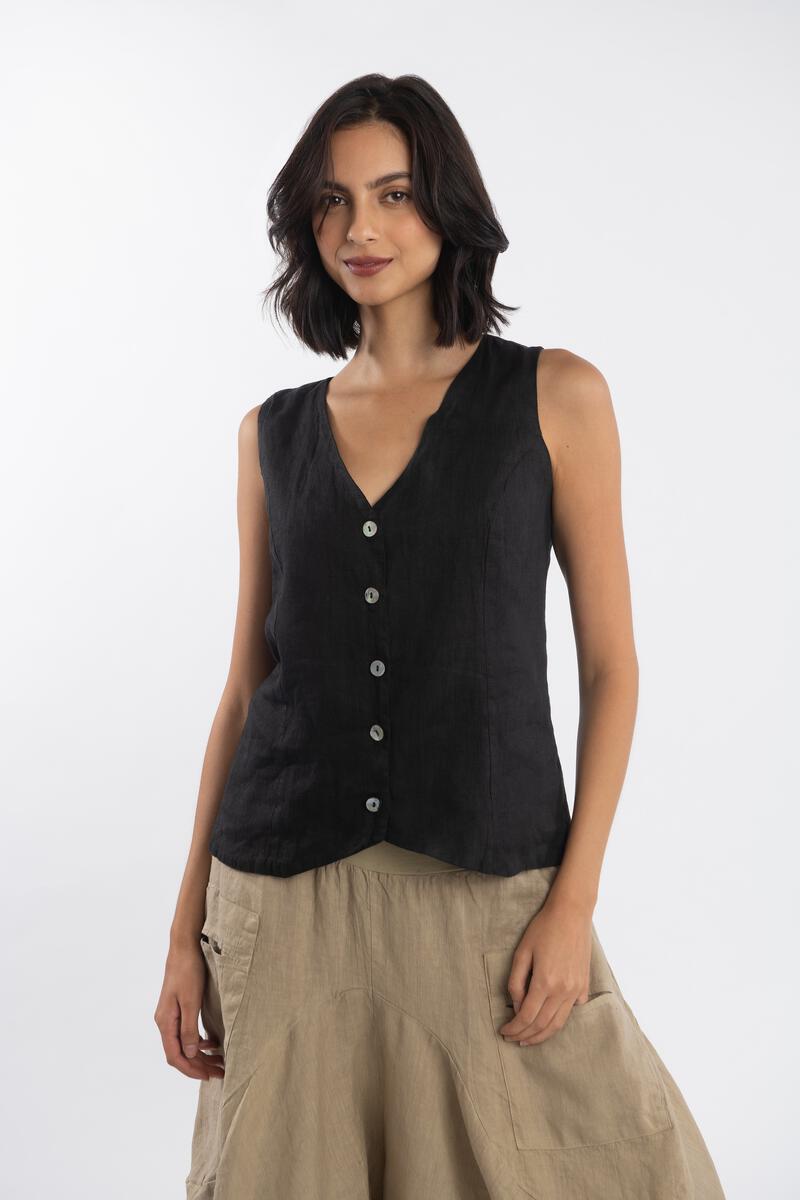 Roma Linen Vest – Luna Luz Fashion